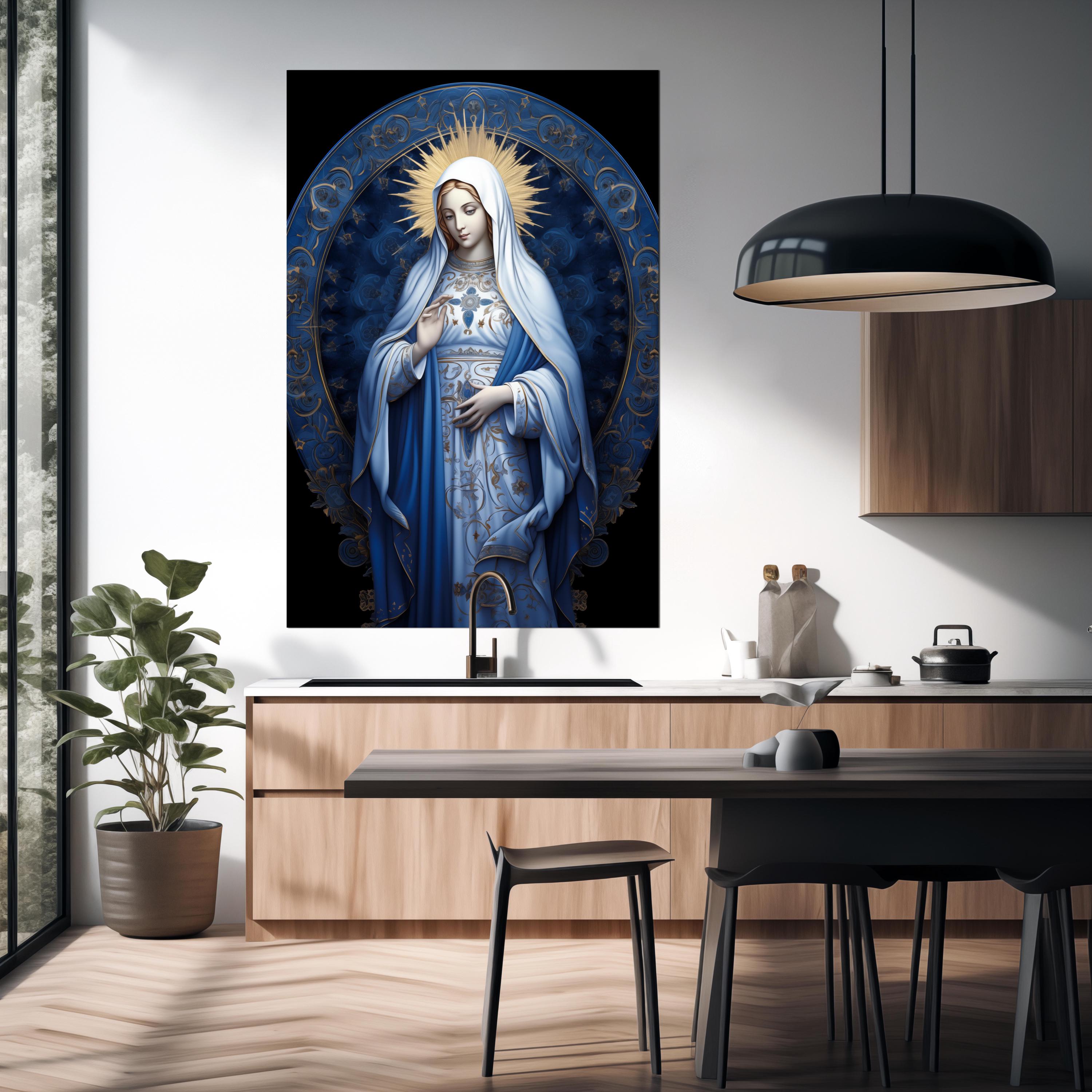 Virgin Mary Stained Glass Wall Art, Tempered Glass Decor, Sacred Glass ...