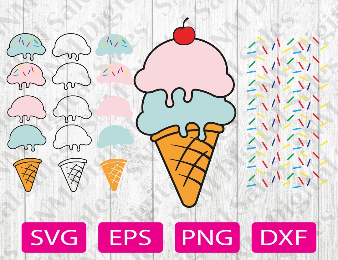Ice Cream Bundle - Soft Serve Ice Cream Cones Cut Files - SVG, PNG ...