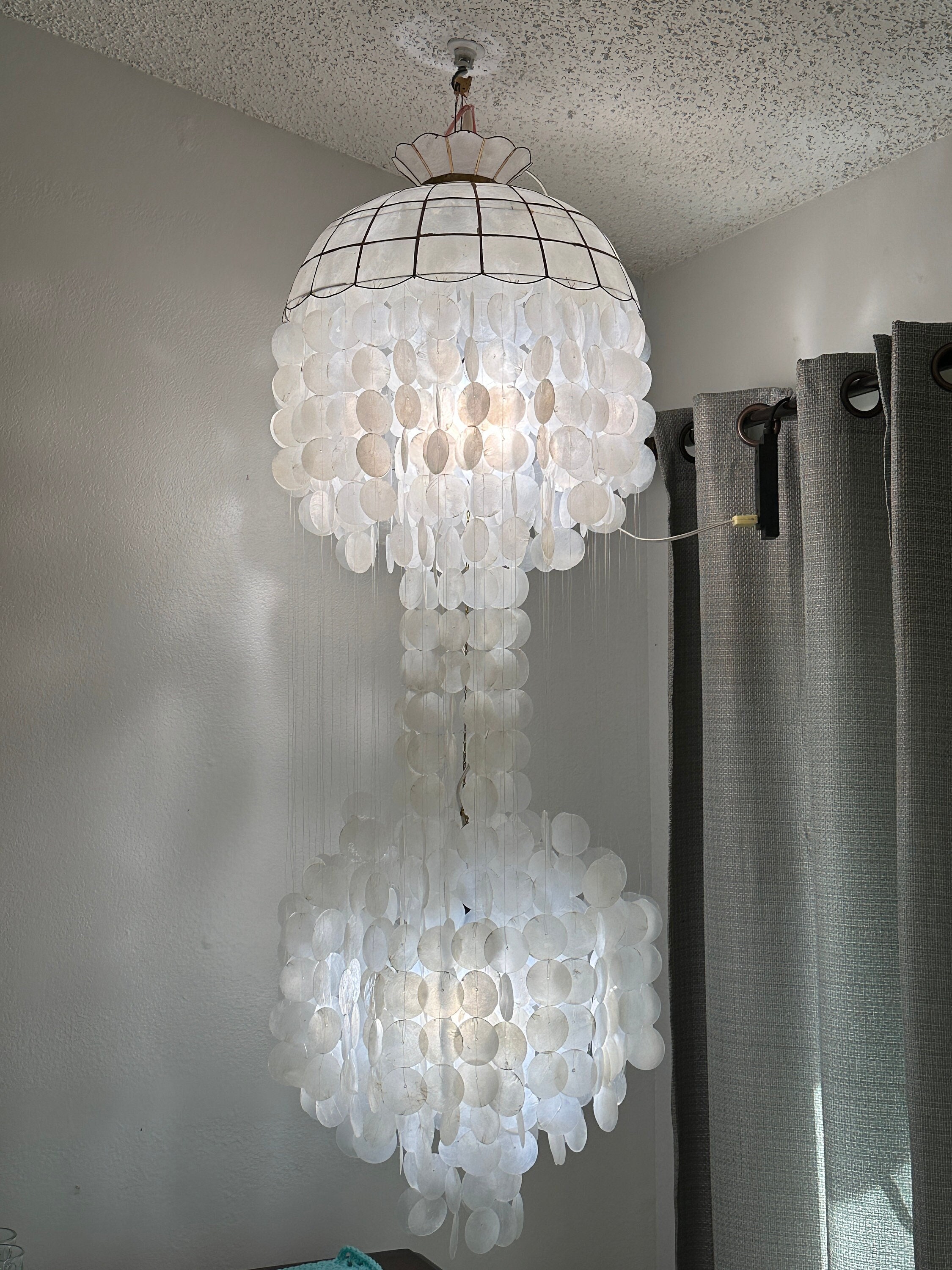 Vintage Capiz Shell Chandelier Vintage Capiz Shell Chandelier