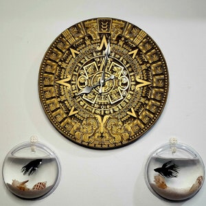 Mayan Aztec Calendar Resin Clock. 12" Diameter Clock Made From Resin ...