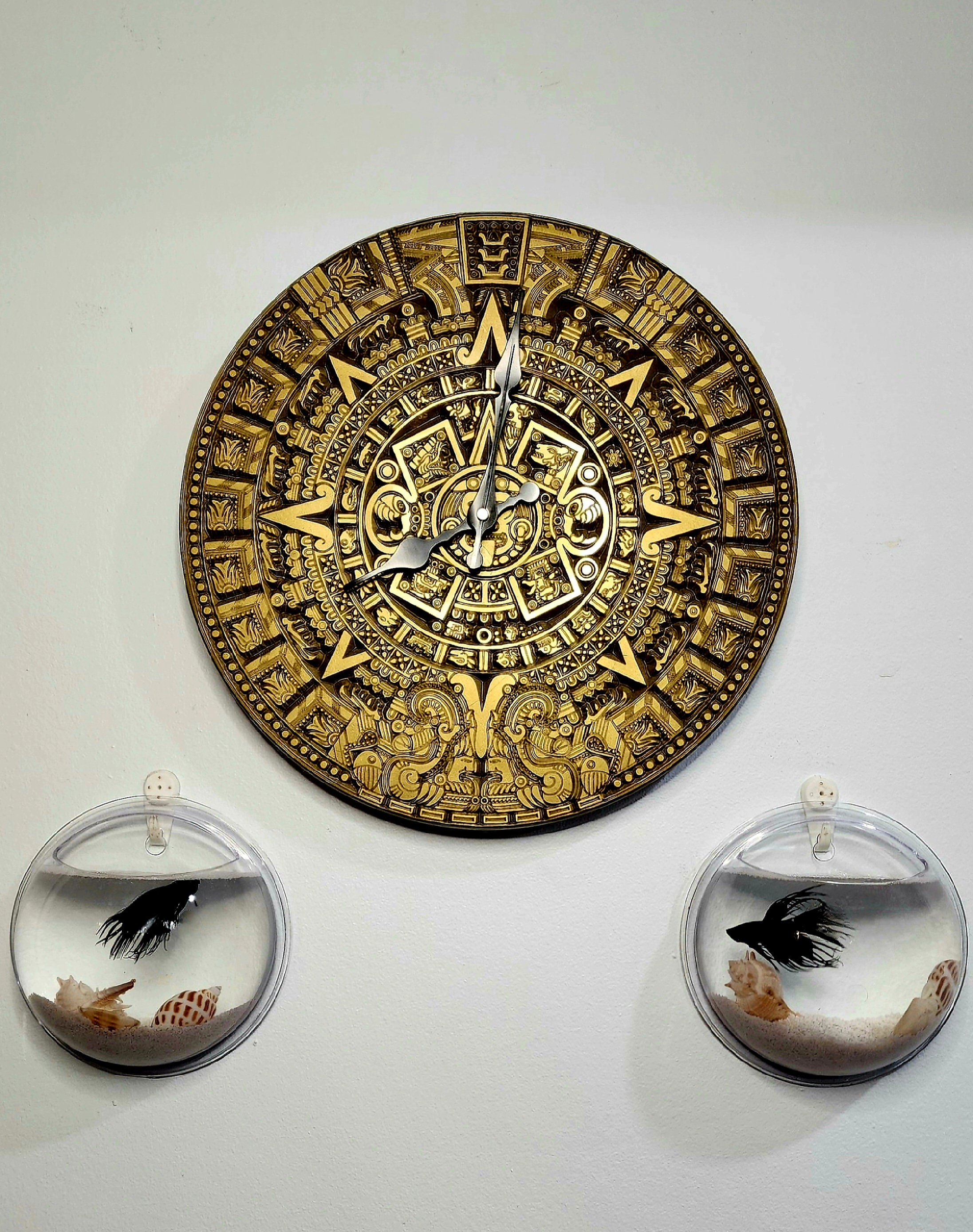 Mayan Aztec Calendar Resin Clock. 12" Diameter Clock Made From Resin ...