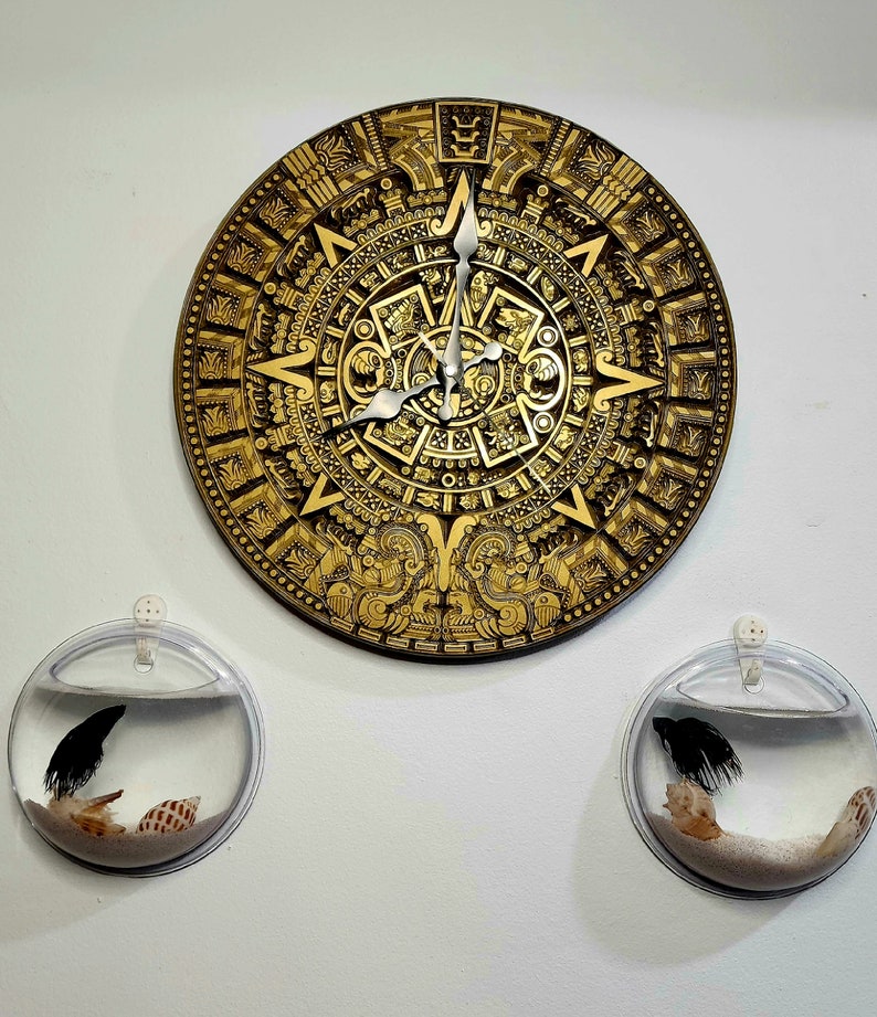 Mayan Aztec Calendar Resin Clock. 12" Diameter Clock Made From Resin ...