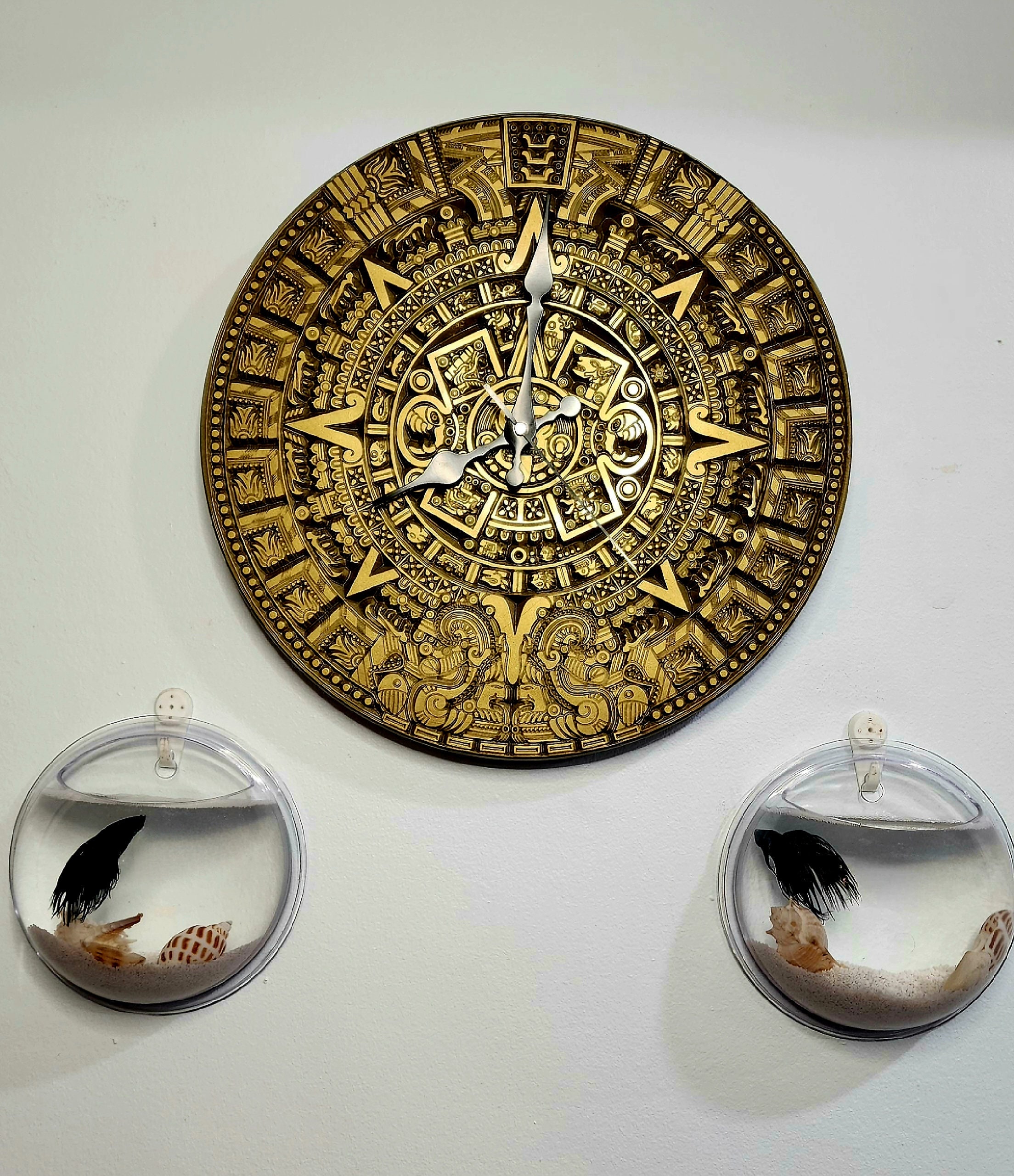 Mayan Aztec Calendar Resin Clock. 12" Diameter Clock Made From Resin ...