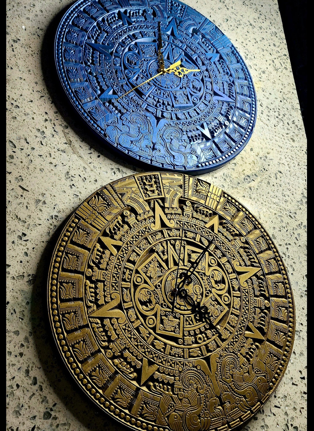 Mayan Aztec Calendar Resin Clock. 12" Diameter Clock Made From Resin ...