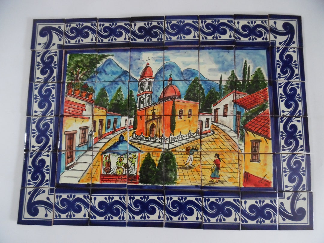 Hand Painted Mexican Tile Mural Backsplash Kitchen Home - Etsy