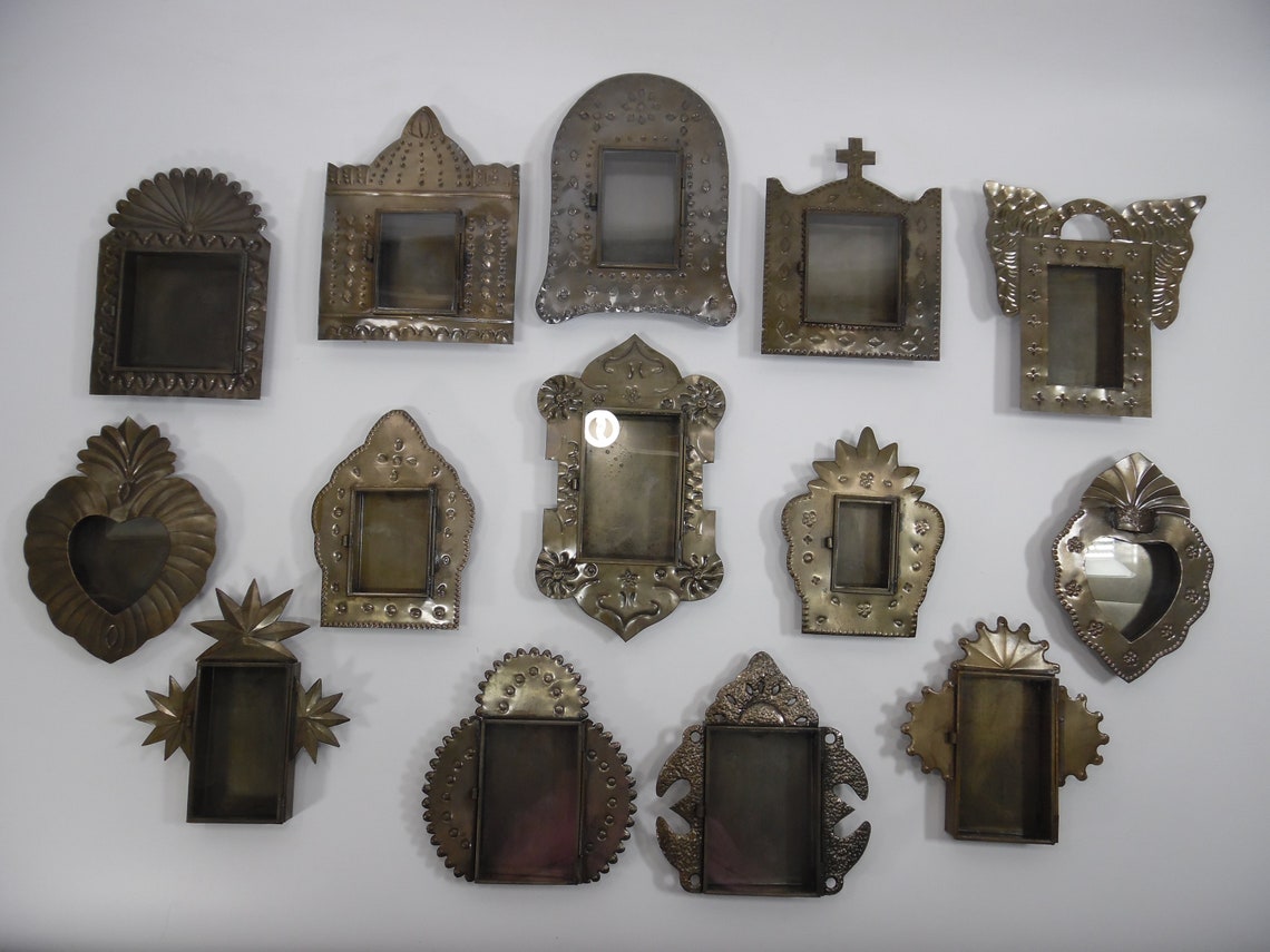 Set of 14 PUNCHED TIN NICHOS Handmade Mexican Wall Box Niche - Etsy