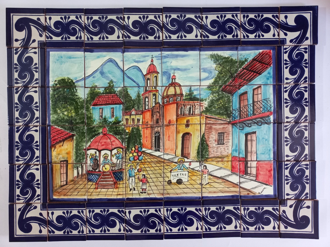 Hand Painted Mexican Tile Mural Backsplash Kitchen Home - Etsy