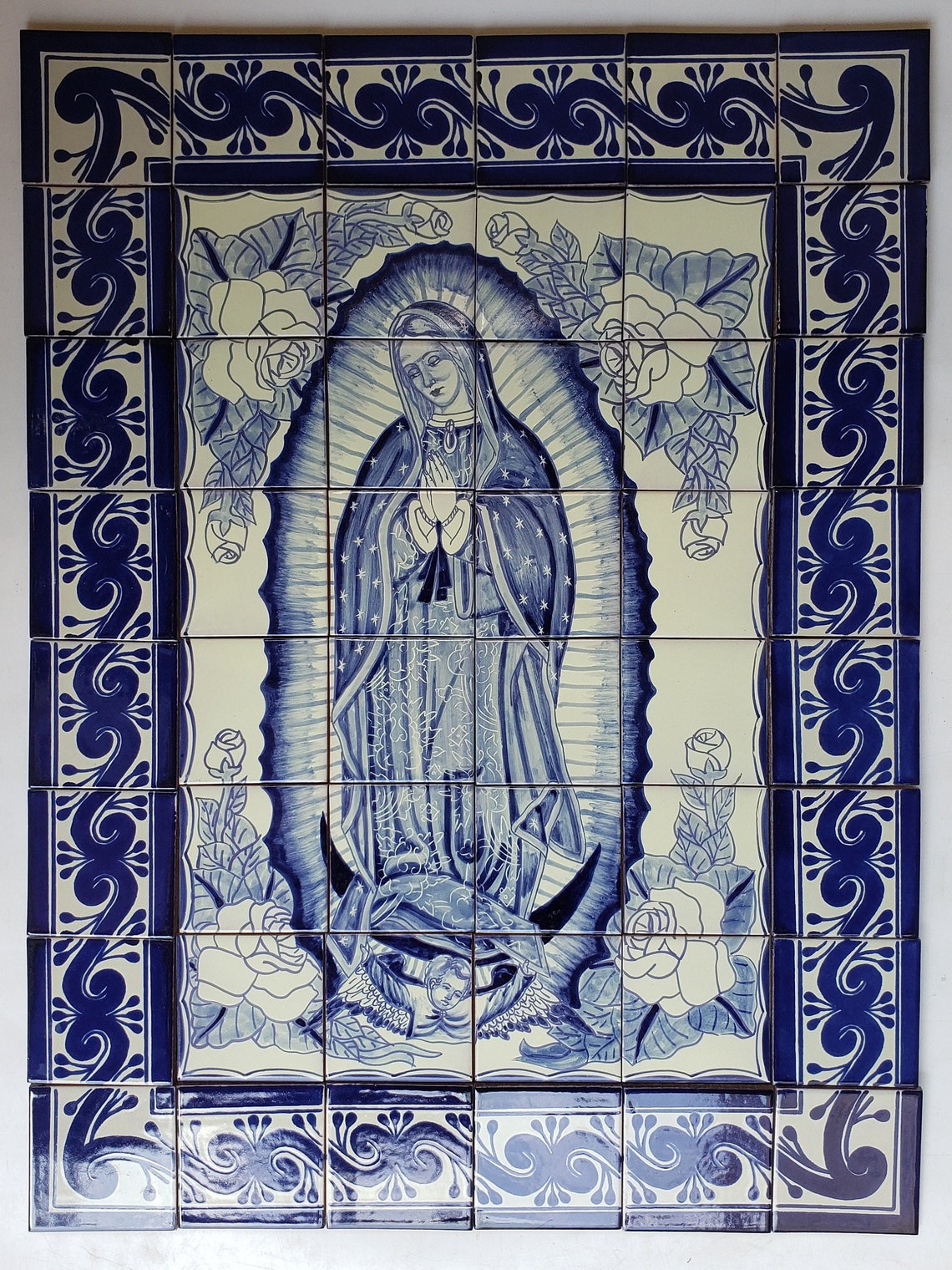 Hand Painted Mexican Tile Mural Backsplash Kitchen Home - Etsy