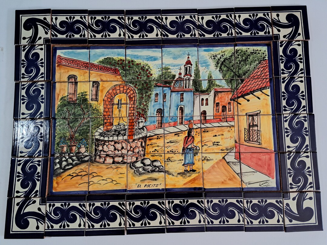 Hand Painted Mexican Tile Mural Backsplash Kitchen Home - Etsy