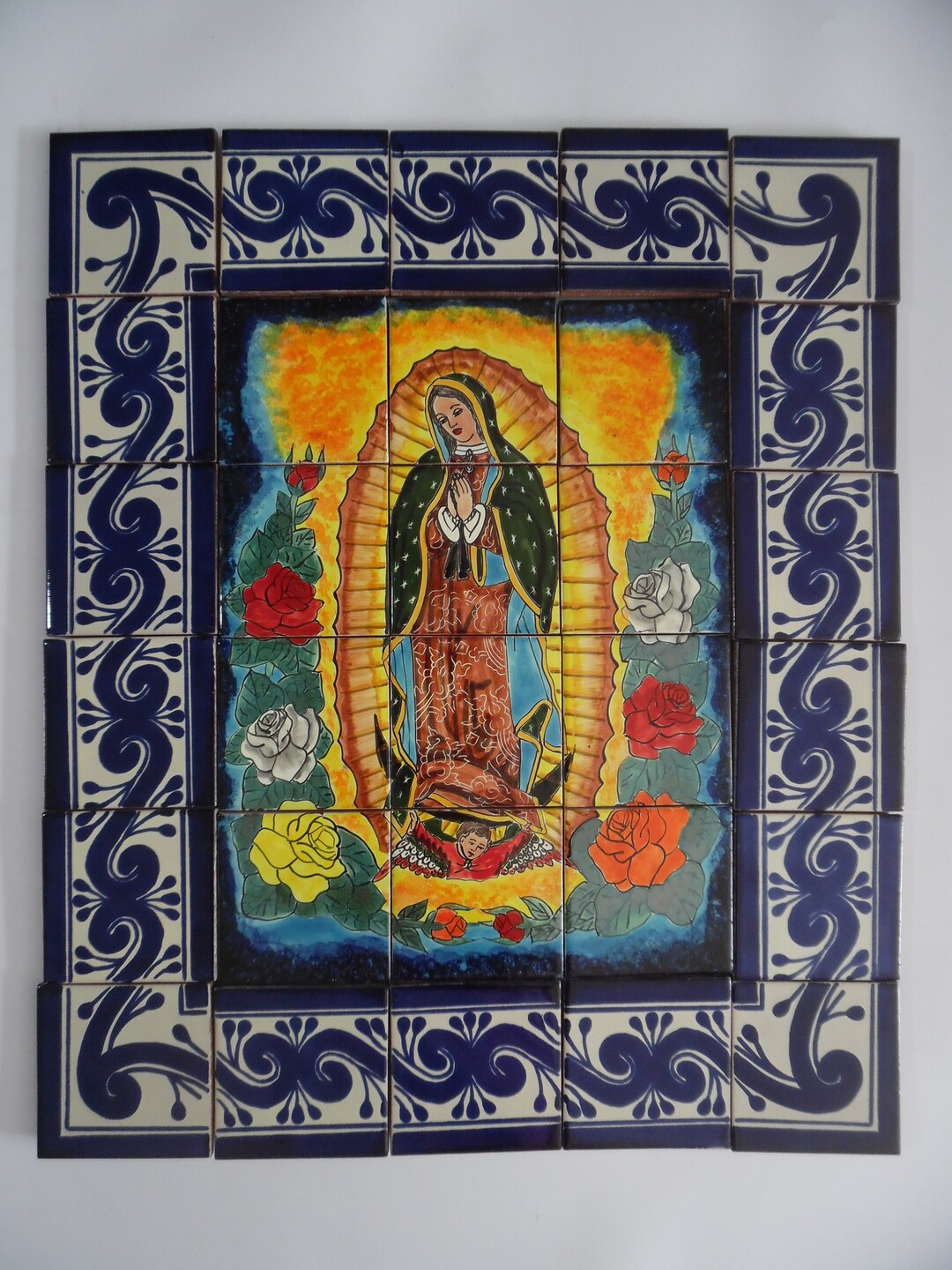 Hand Painted Mexican Tile Mural Backsplash Kitchen Home - Etsy