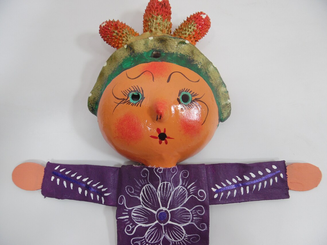 Coconut Shell MASK WITH Canvas BODY Handmade Hand Painted - Etsy