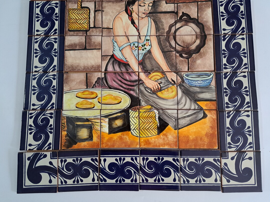 Hand Painted Mexican Tile Mural Backsplash Kitchen Home - Etsy