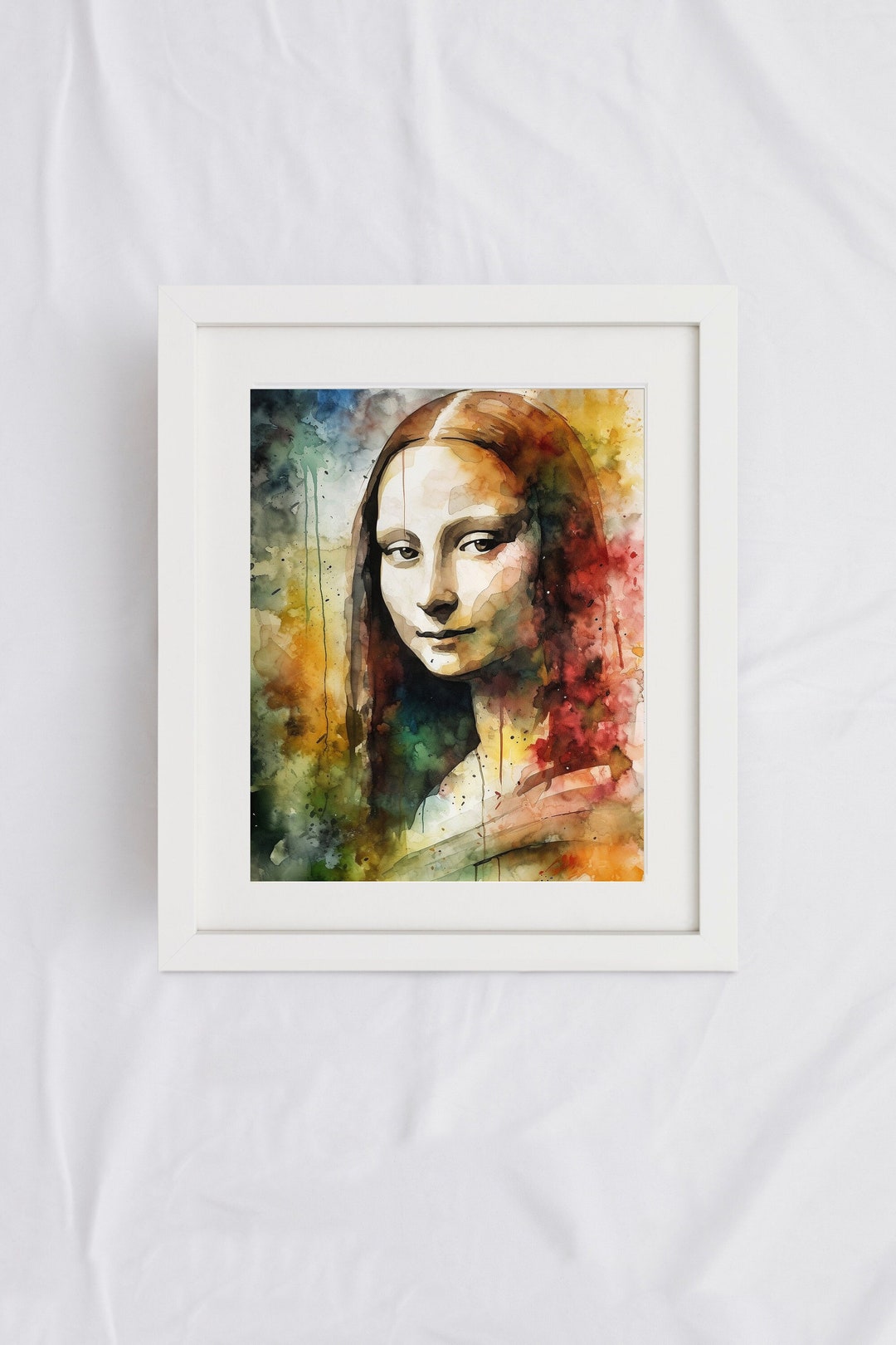 Ai-created Mona Lisa Watercolor Digital Painting Iconic Artwork Home ...