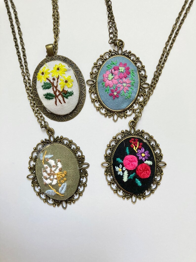 Tea Cup Vintage Inspired Embroidery Pendant for Women, Embroidery ...