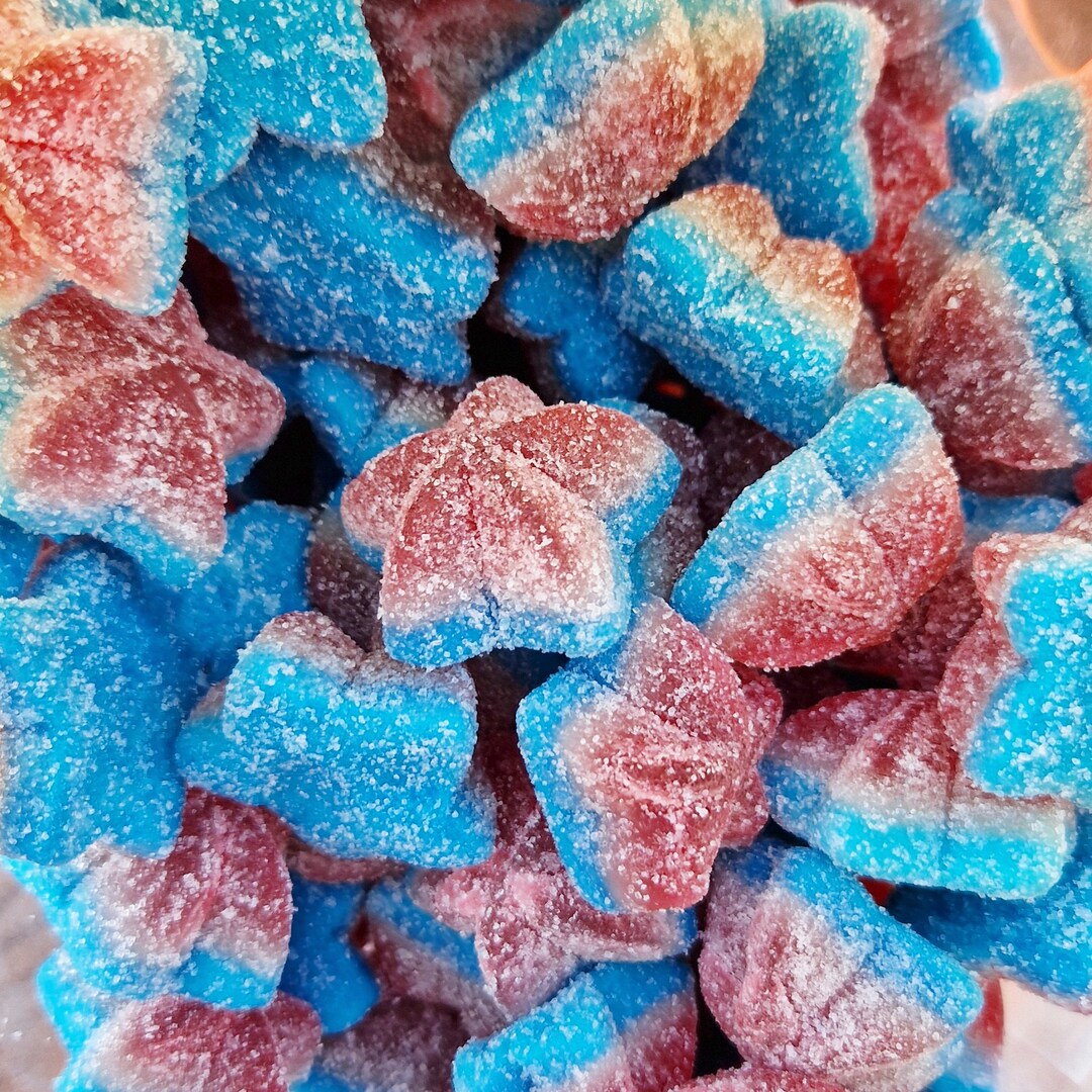 100g Chery Stars - Cherry Sweets - Blue Sweets - Red Sweets - Fizzy ...