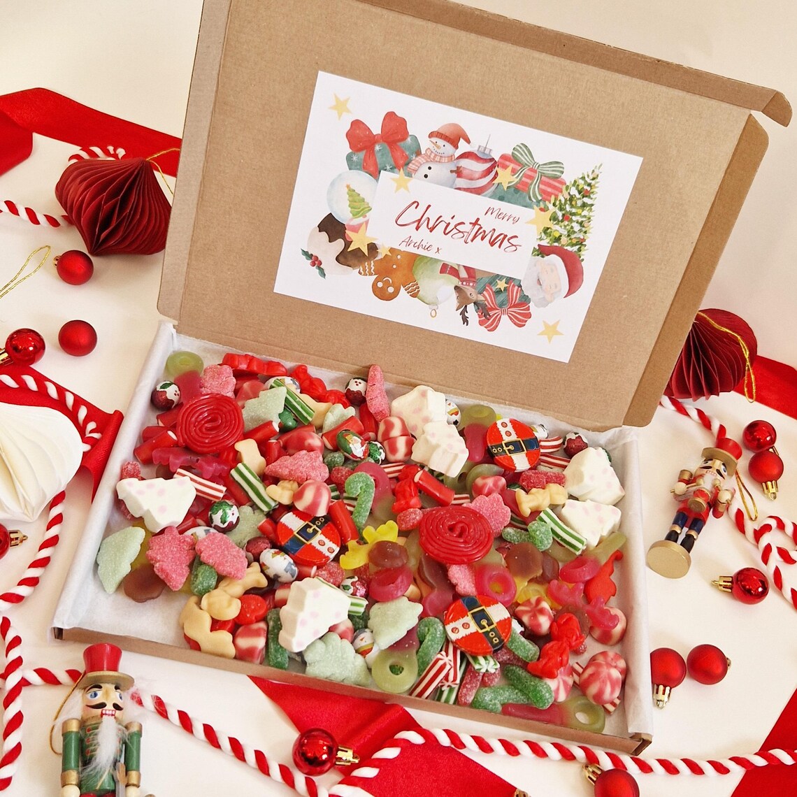 Personalised Christmas Sweet Box - Sweet Hamper - Christmas Treat Box ...