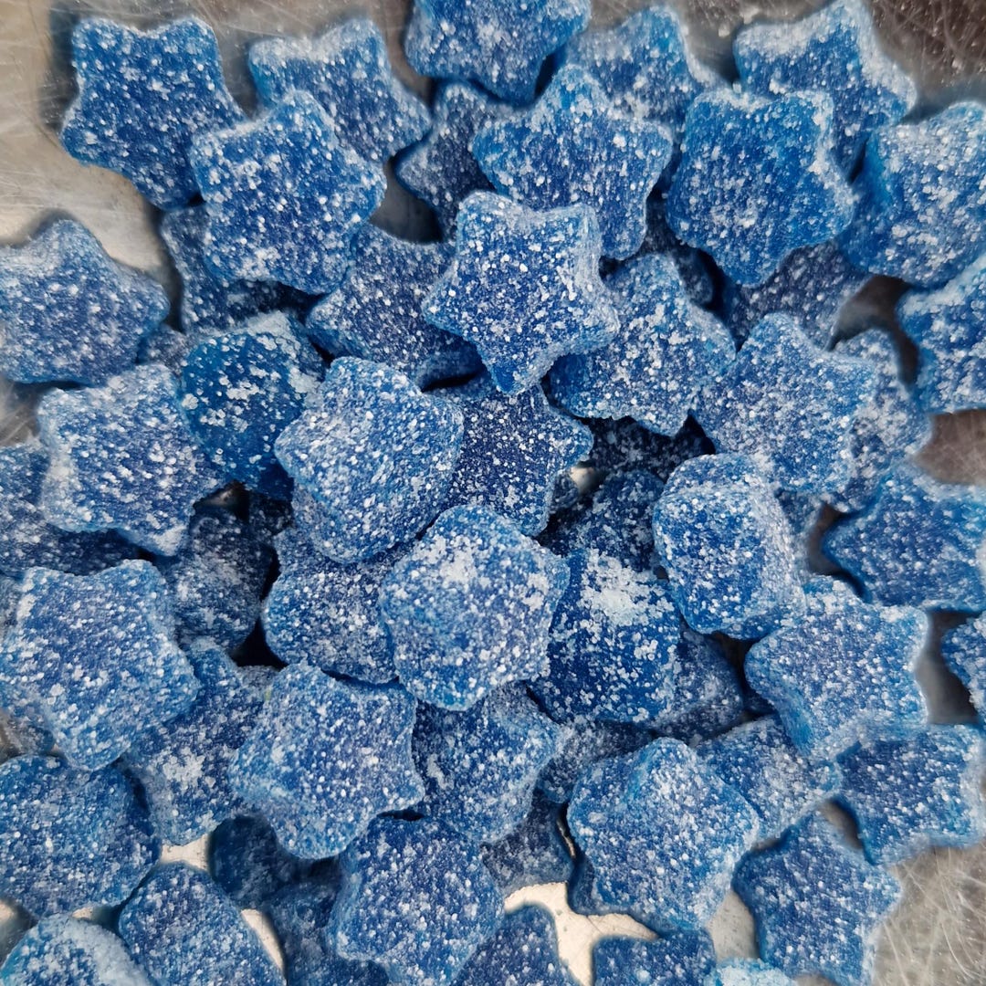 Fizzy Blue Raspberry Stars - Gummy Stars - Blue Sweets - Vegan Sweets ...