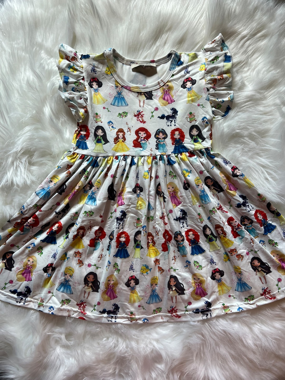 Princess Characters Flutter Sleeve Girl Dress - Etsy