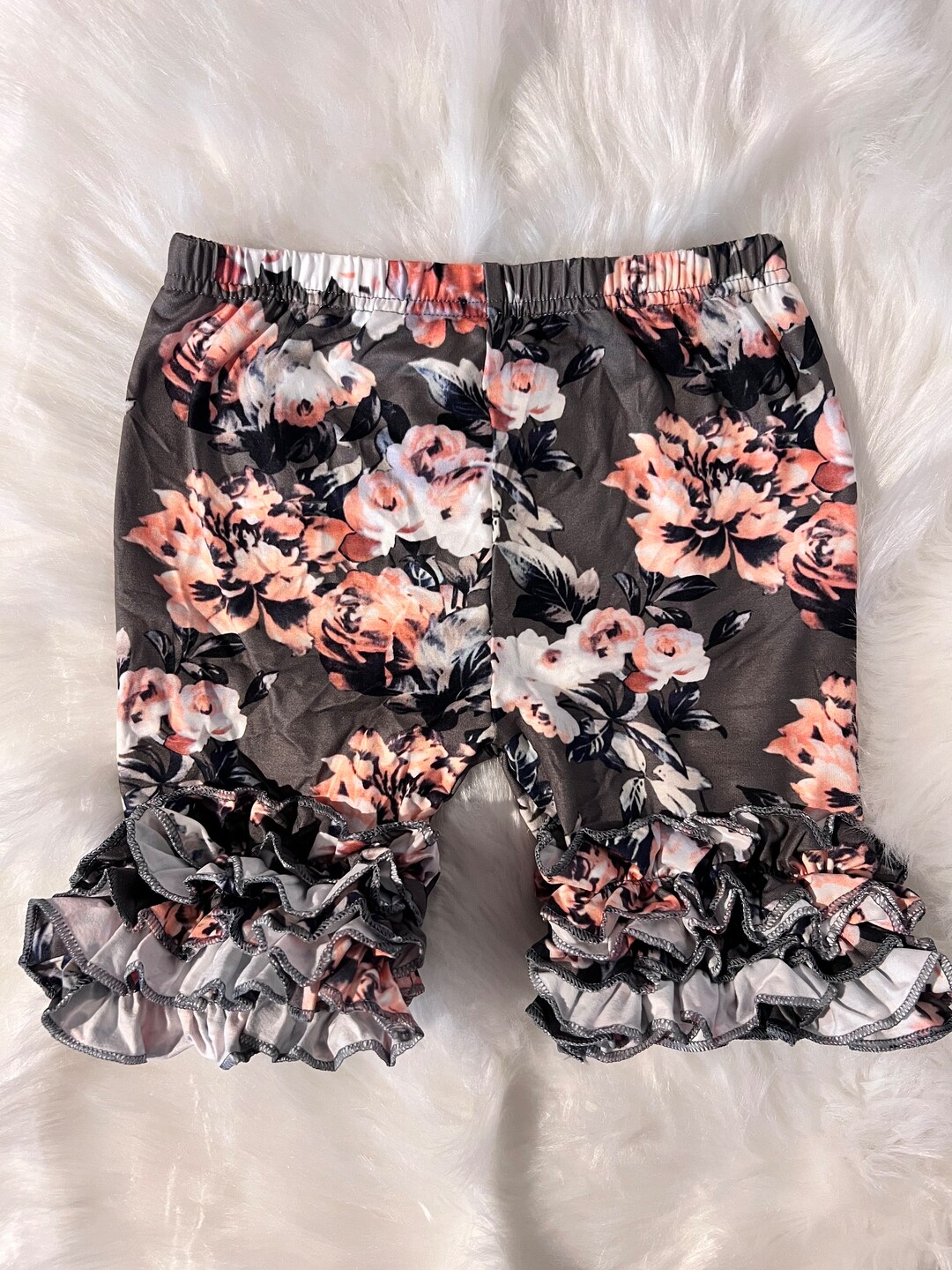 Grey Peach Icing Ruffle Shorts - Etsy