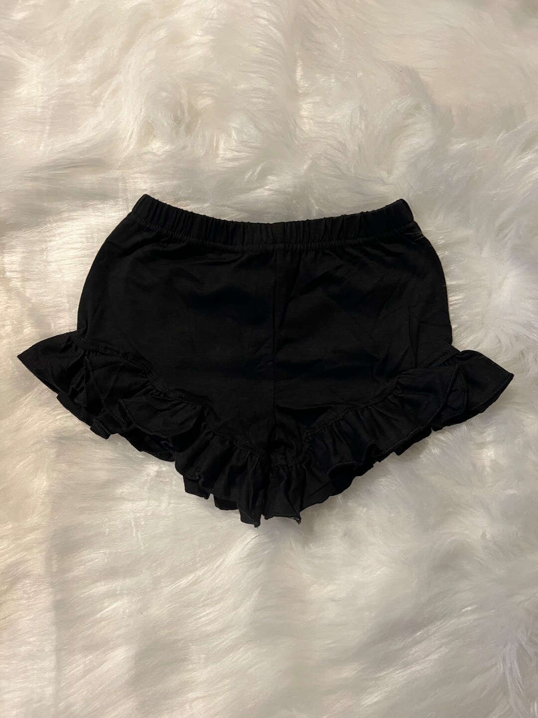 Black Knit Ruffle Shorts - Etsy