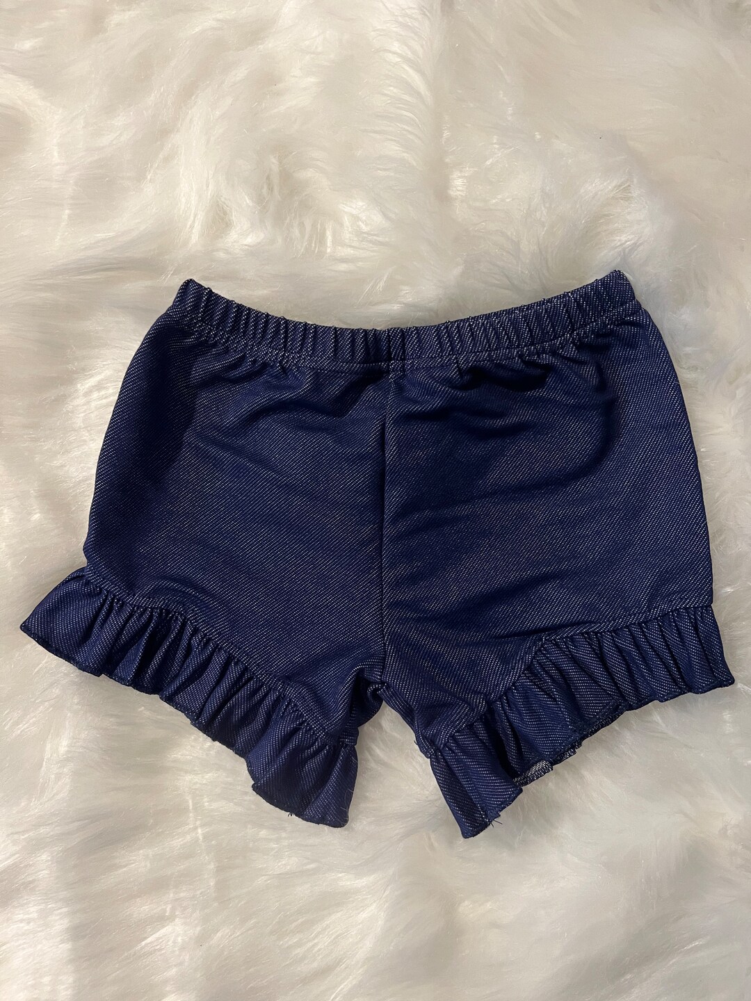 Denim Knit Ruffle Shorts - Etsy