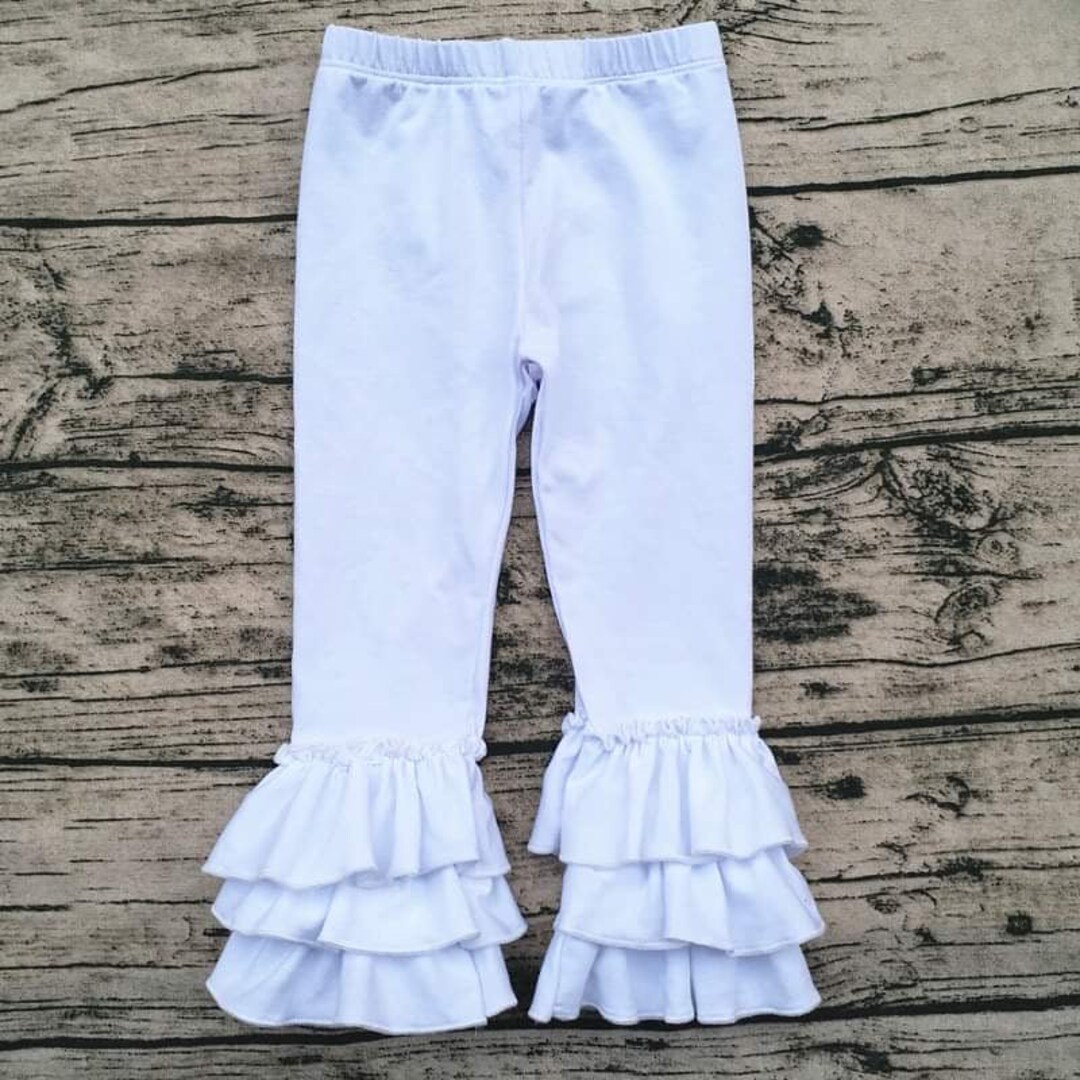 White Truffle Triple Ruffle Leggings - Etsy