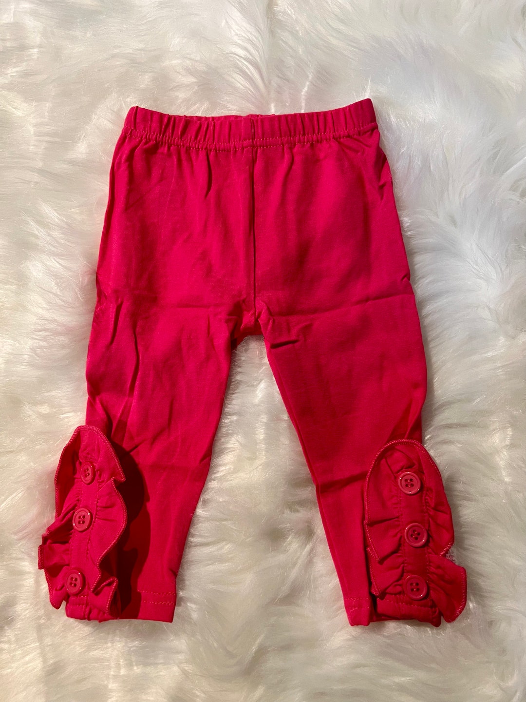 Hot Pink Capri Ruffle Button Legging - Etsy