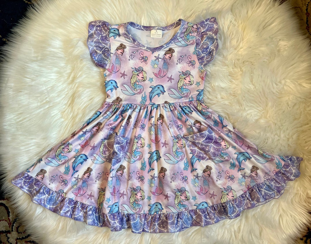 Mermaid Dolphin Milk Silk Dress Twirly Dress - Etsy