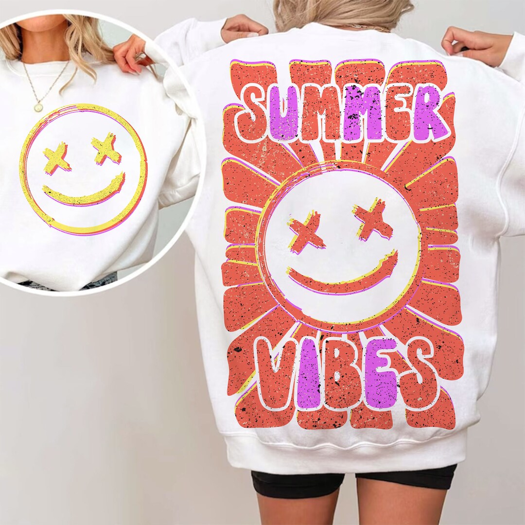Summer Vibes Smiley Face Png, Retro Summer Sublimation Png, Smiley Face ...