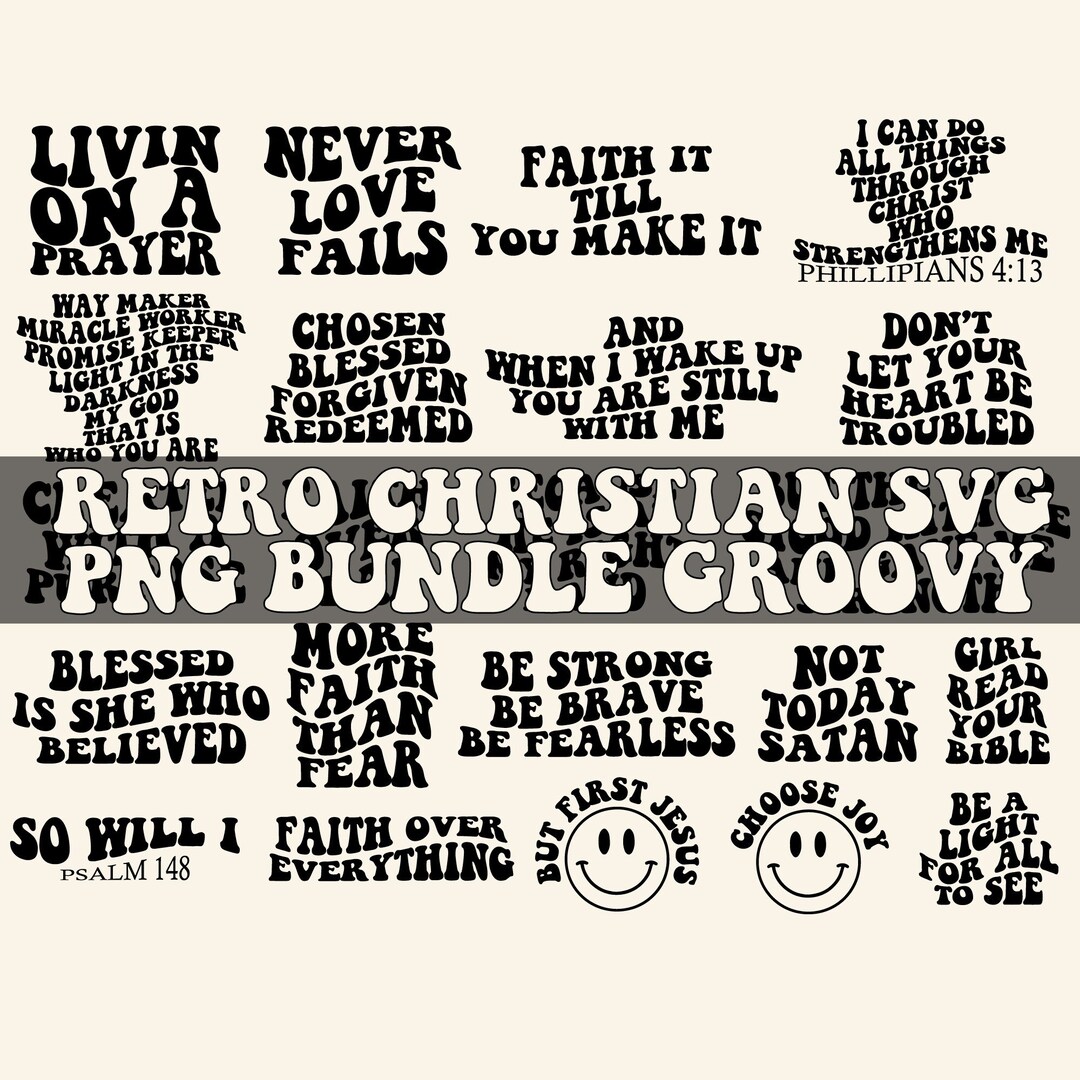 Christian Svg Bundle, Religious Svg, Groovy Svg Retro Png, Bible Verse ...