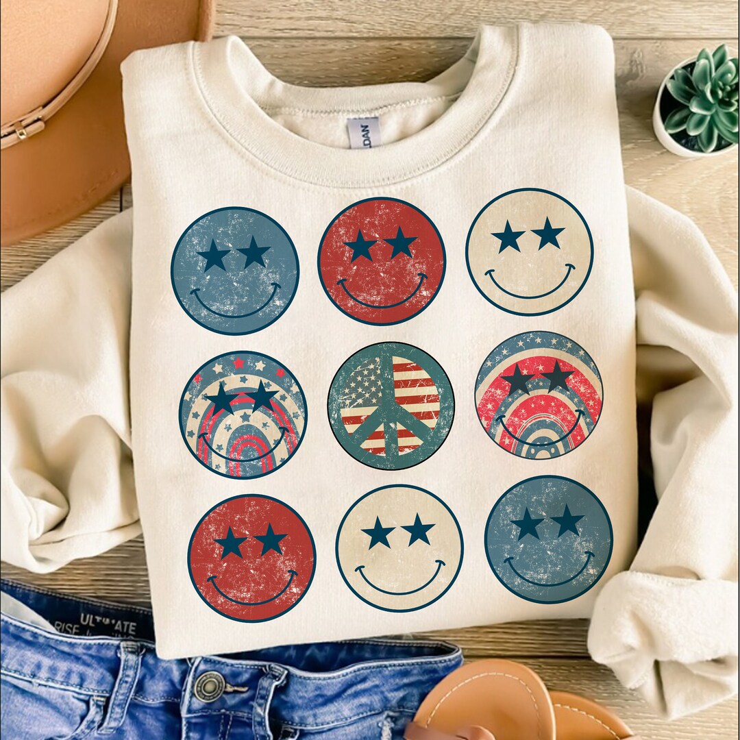 USA Smiley Face Png, USA Sublimation Designs, 4th of July Png Download ...
