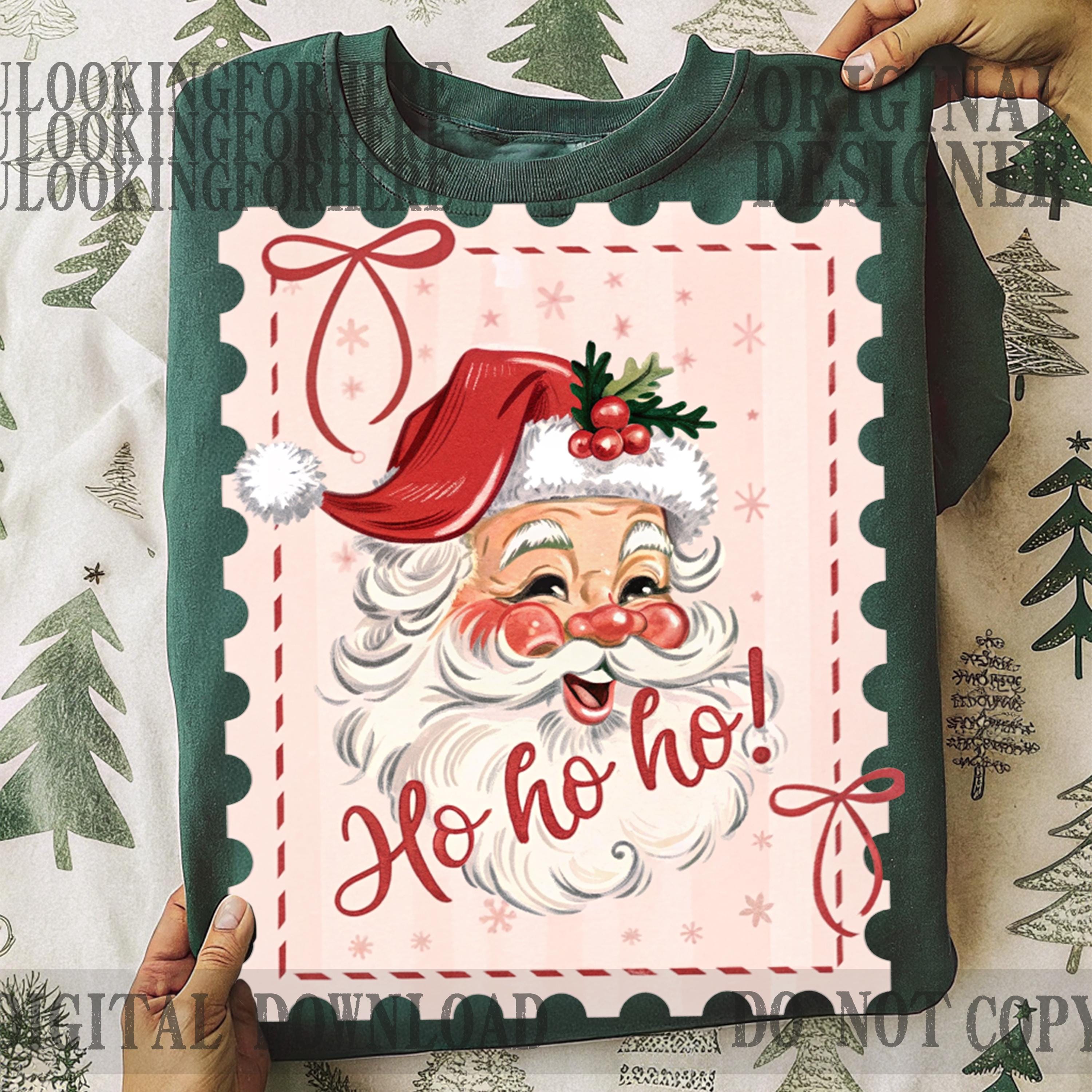 Retro Santa PNG Ho Ho Ho Santa Christmas Png, Coquette Christmas Santa ...
