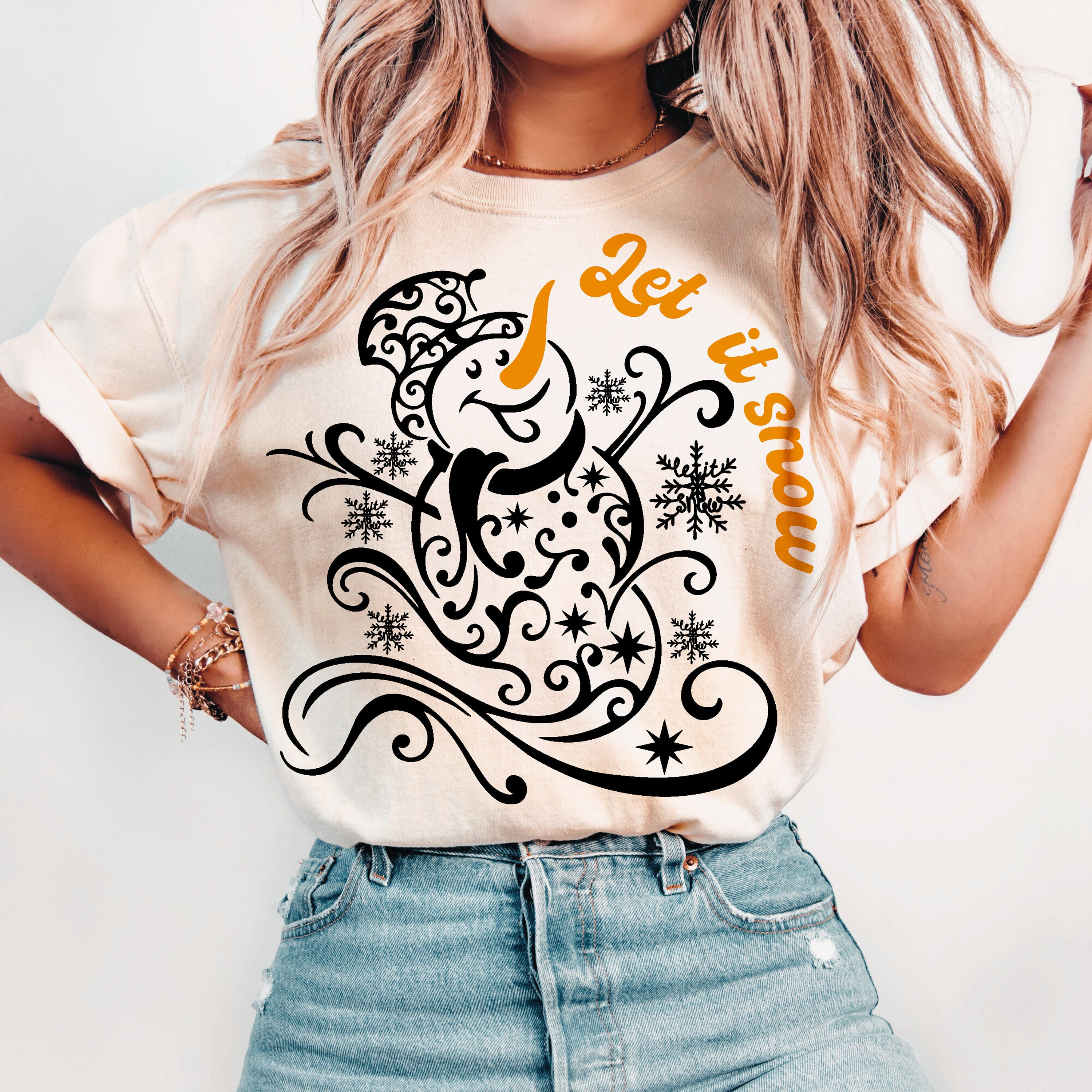 Swirly Snowman Svg, Snowman SVG, Snowman Let It Snow SVG, Snowman Shirt ...