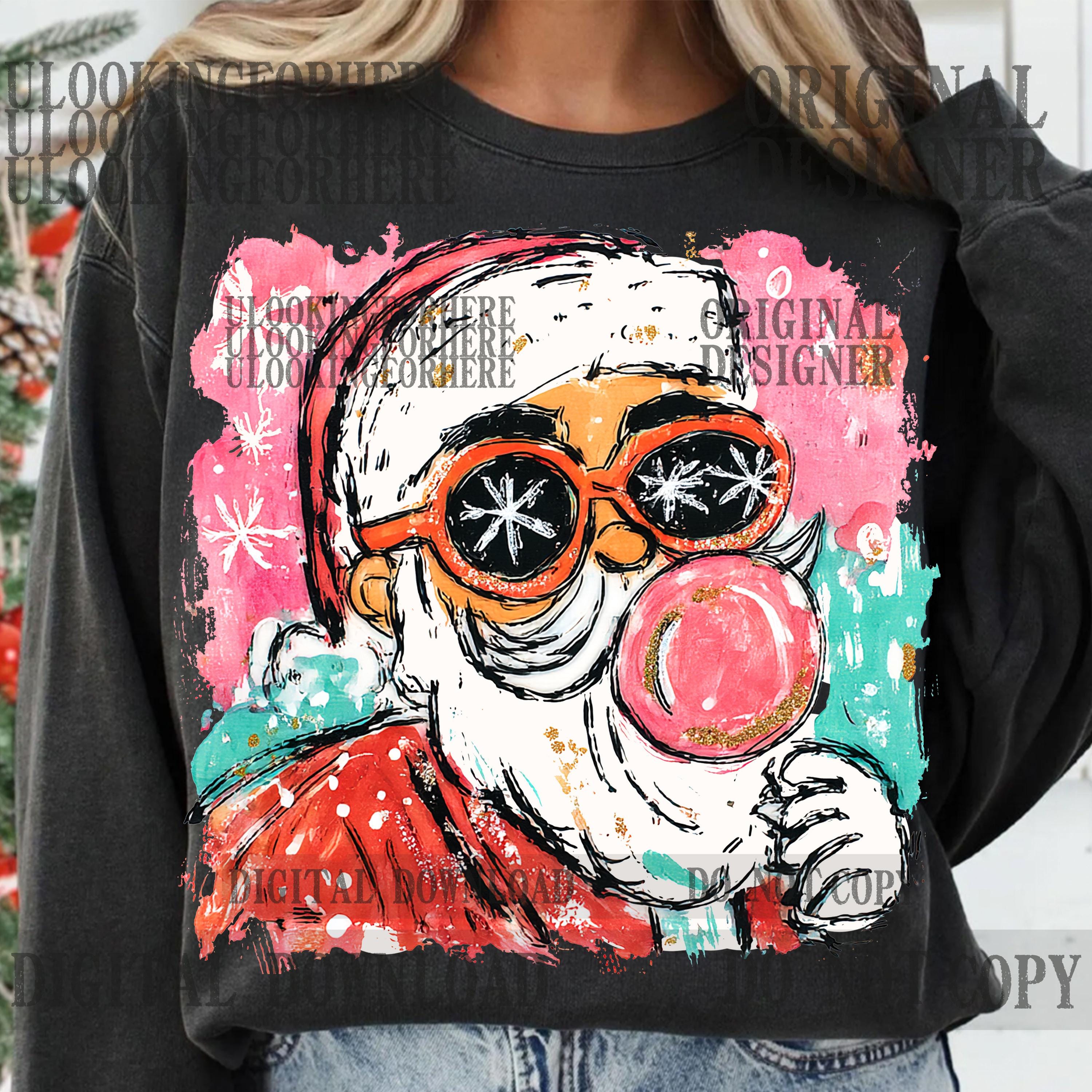 Preppy Santa Clause Png, Glitter Santa Claus Design, Coquette Christmas ...