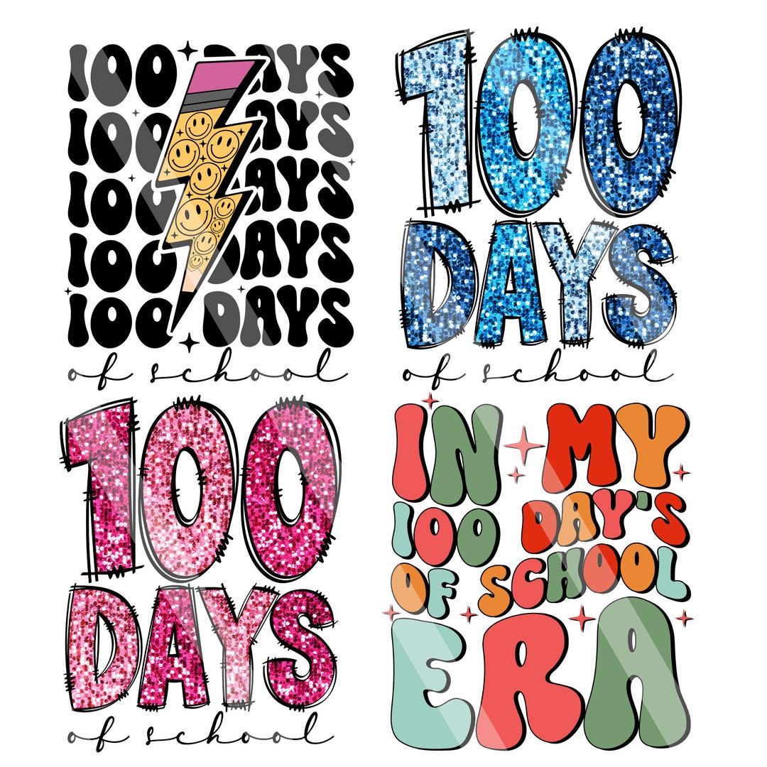 100 Days of School PNG Bundle, Happy 100 Days of School, School Png ...