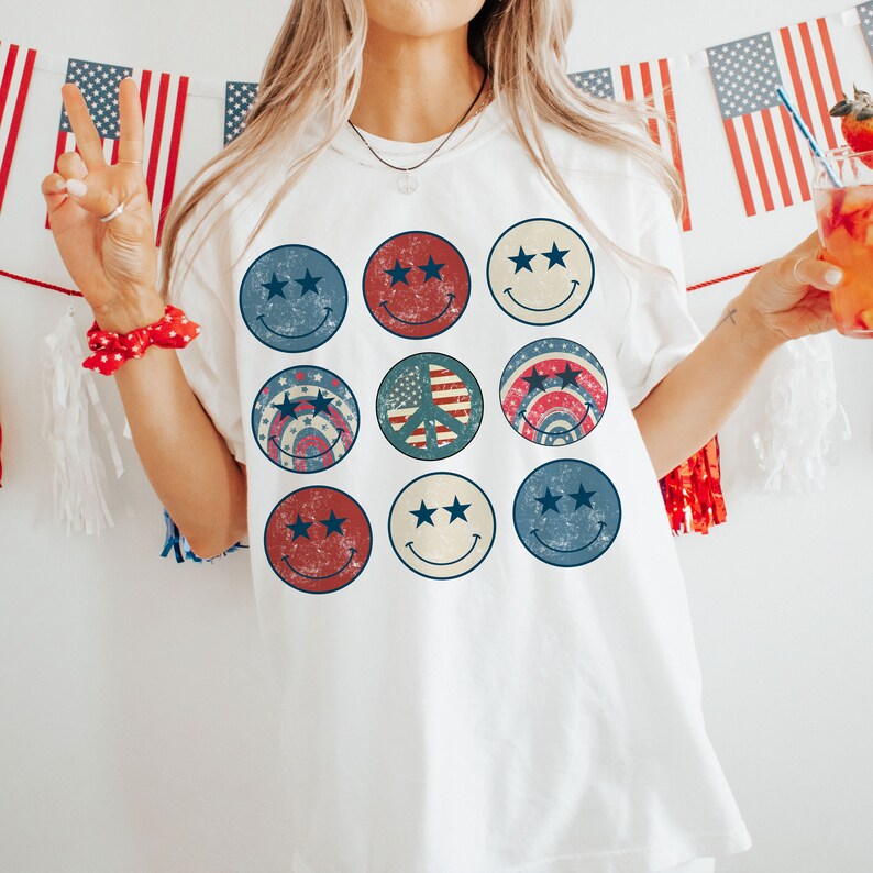 USA Smiley Face Png, USA Sublimation Designs, 4th of July Png Download ...