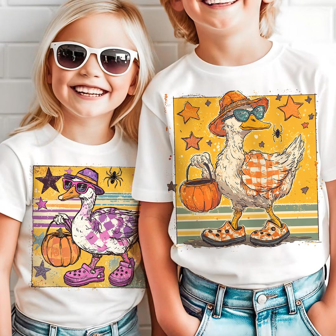 Kids Halloween Goose PNG Set, Matching Trick or Treat Ghost Goose ...