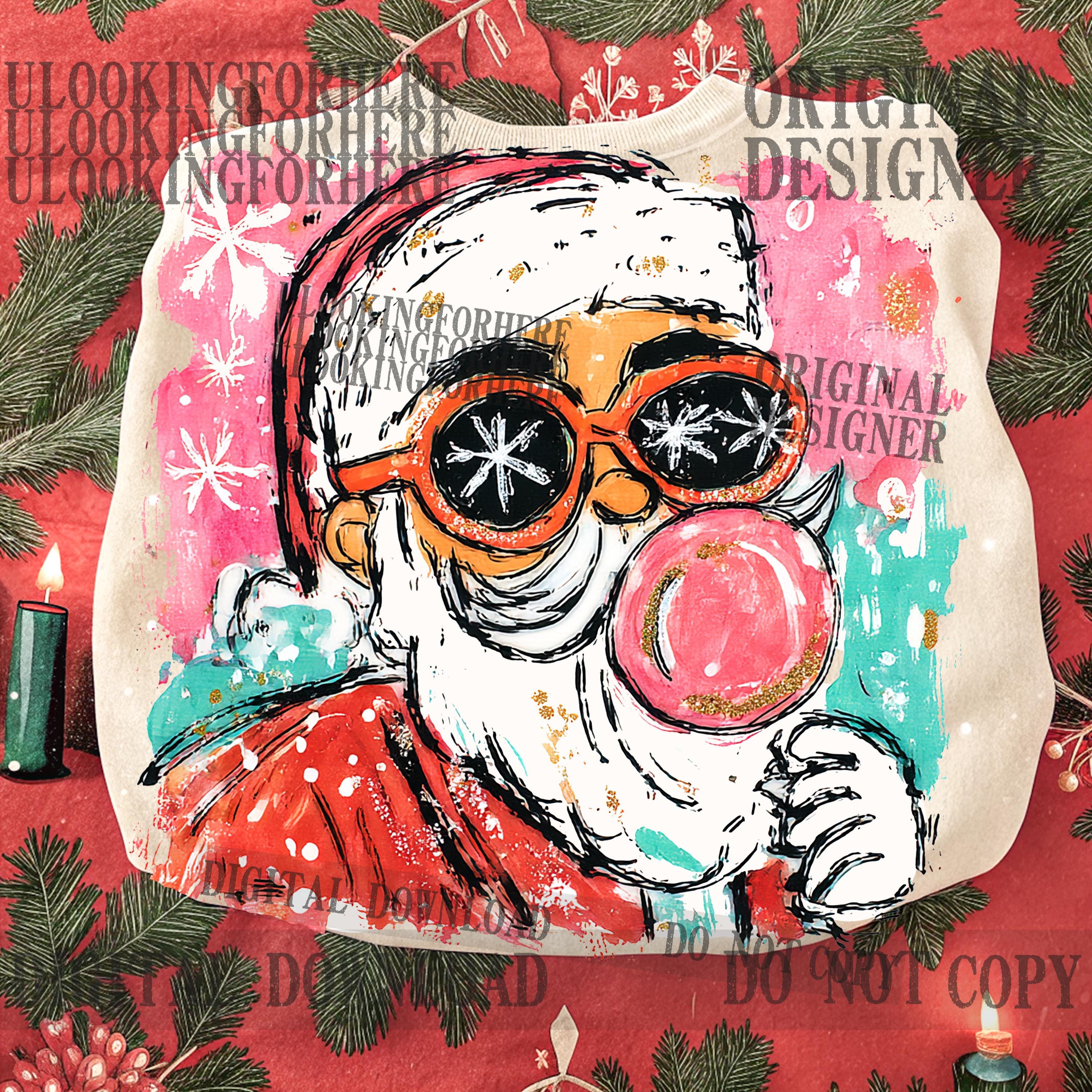Preppy Santa Clause Png, Glitter Santa Claus Design, Coquette Christmas ...