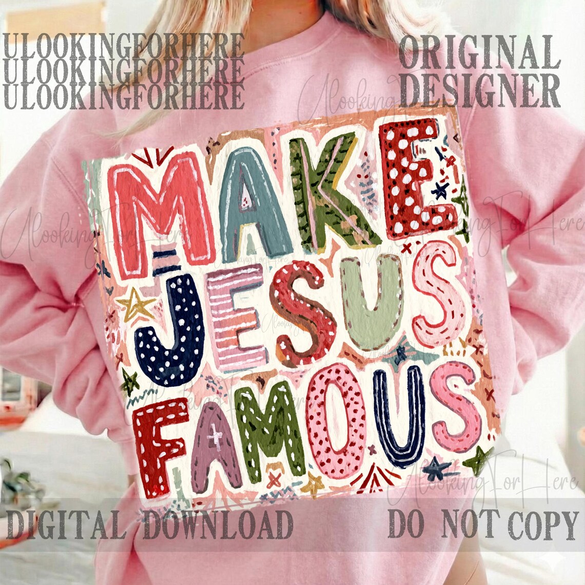 Make JESUS Famous PNG, Preppy Christian Easter Jesus Lover Colorful ...