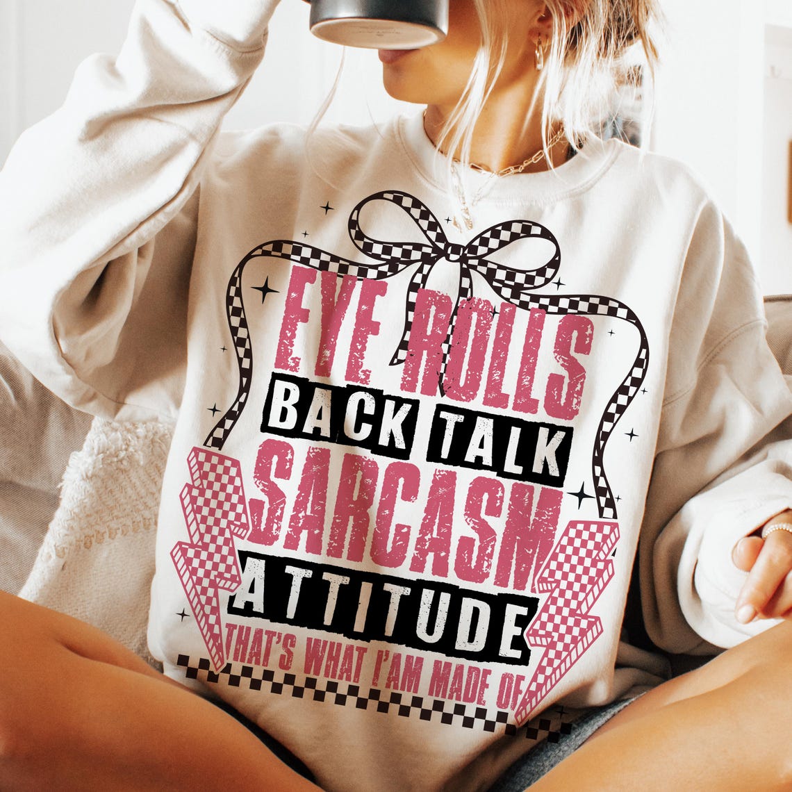 Sarcasm Attitude Snarky SVG PNG Retro Checkered Sarcastic Funny Saying ...