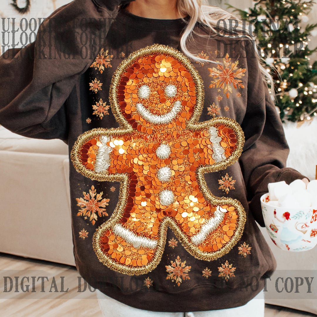 Preppy Glitter Gingerbread Man Png, Christmas Png,santa Gingerbread Man ...