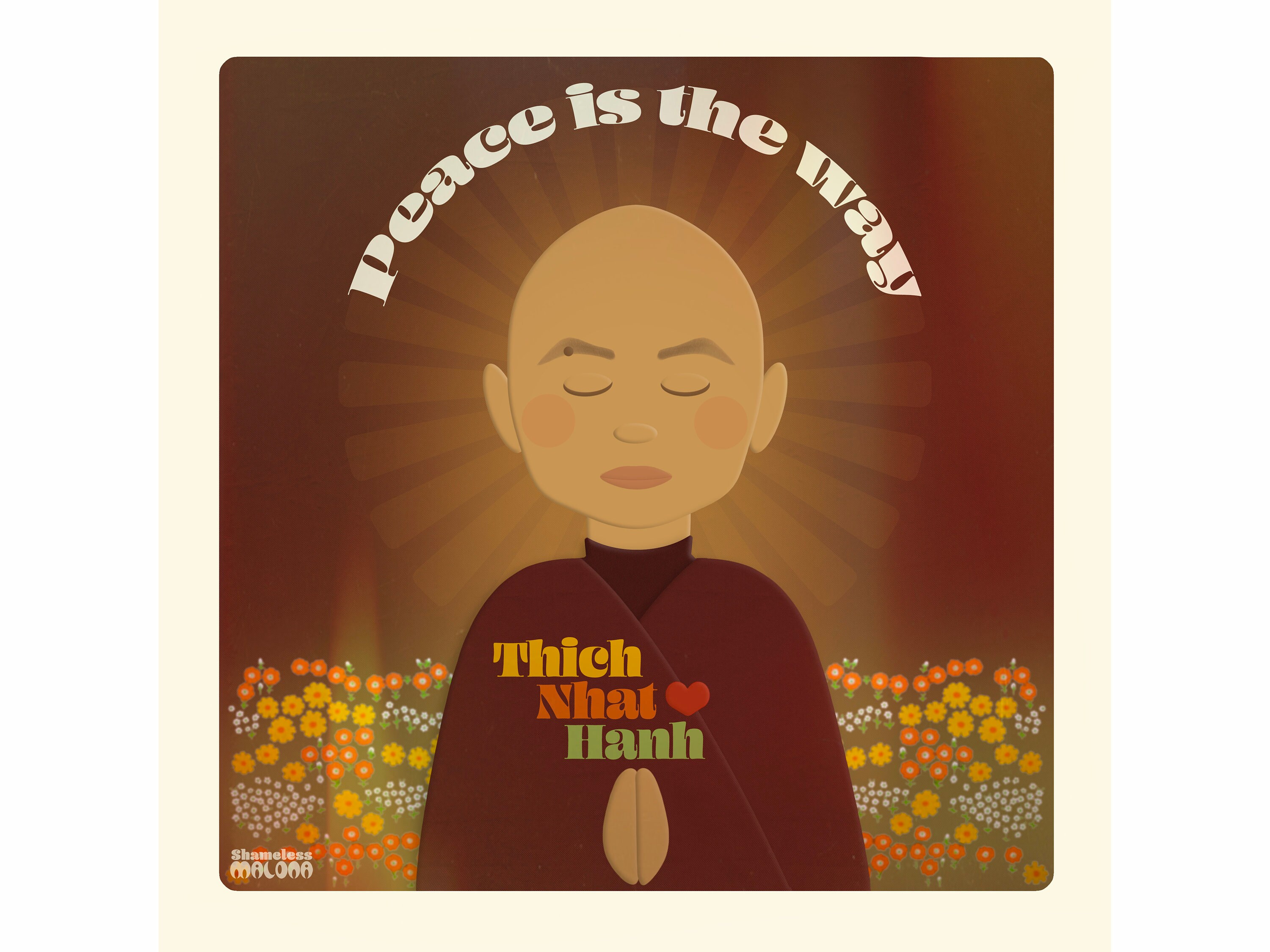 Thich Nhat Hanh Digital Portrait Thich Nhat Hanh Quote Art Print Thich ...