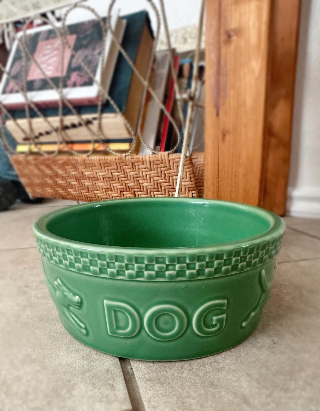Mulligan’s Vintage Green Ceramic Dog Bowl - Etsy