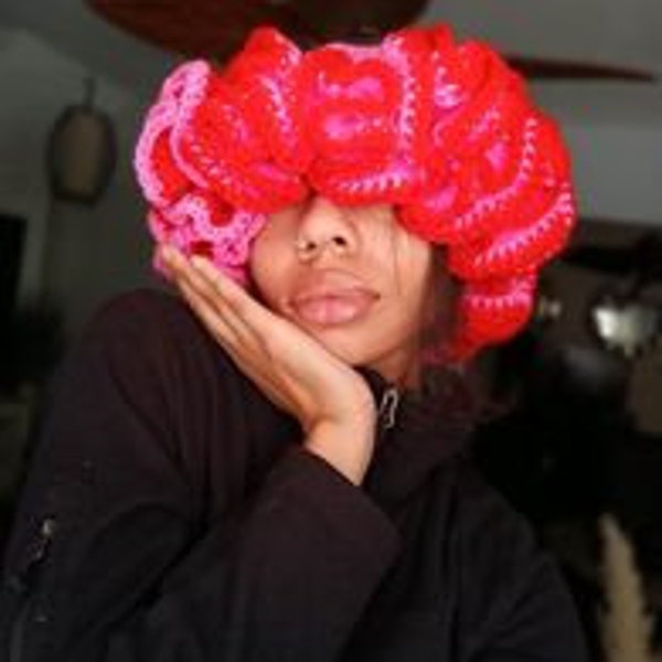 Black Crochet Ruffle Hat - Etsy