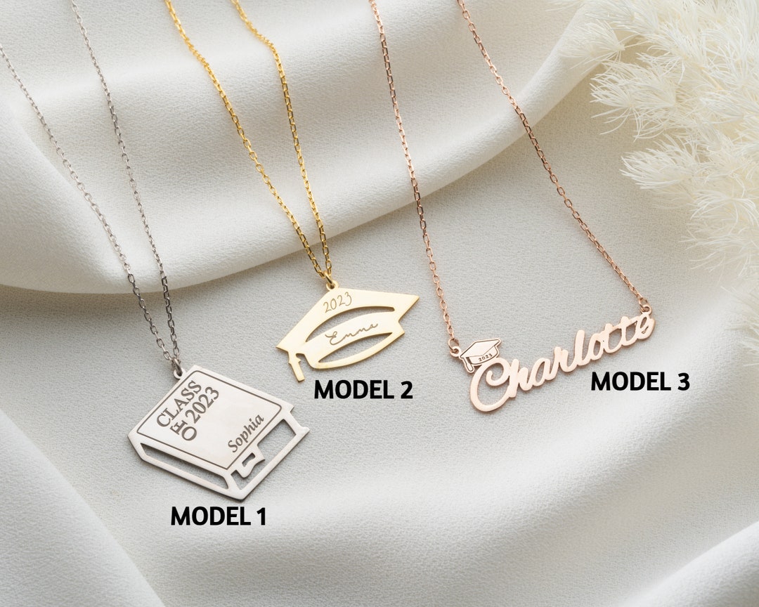 Personalized Graduation Necklace, Custom Bachelor Cap Necklace ...