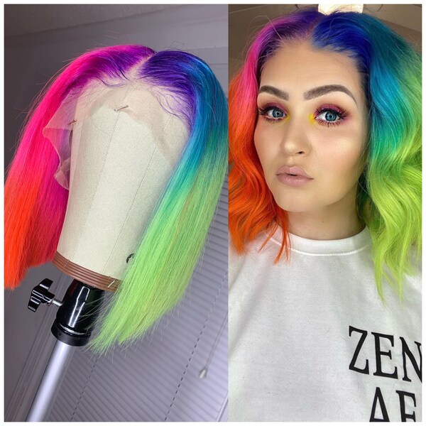 Rainbow Wig - Etsy