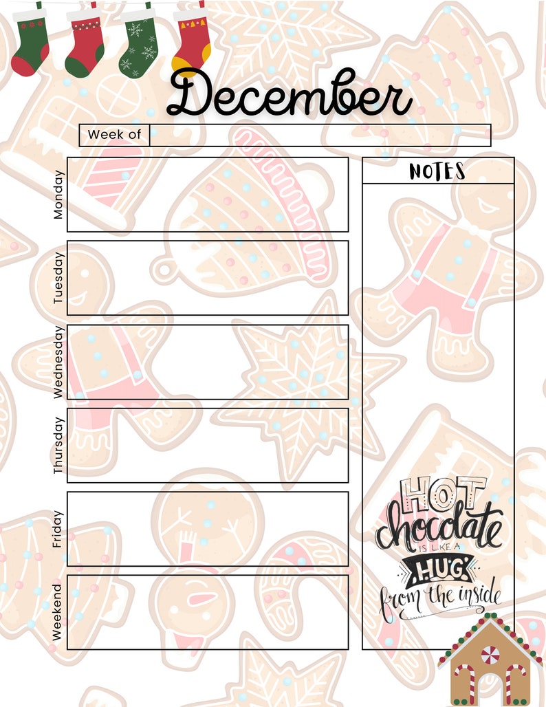 Happy Planner Weekly Agenda Organizer Pages - December - Colorful - Etsy