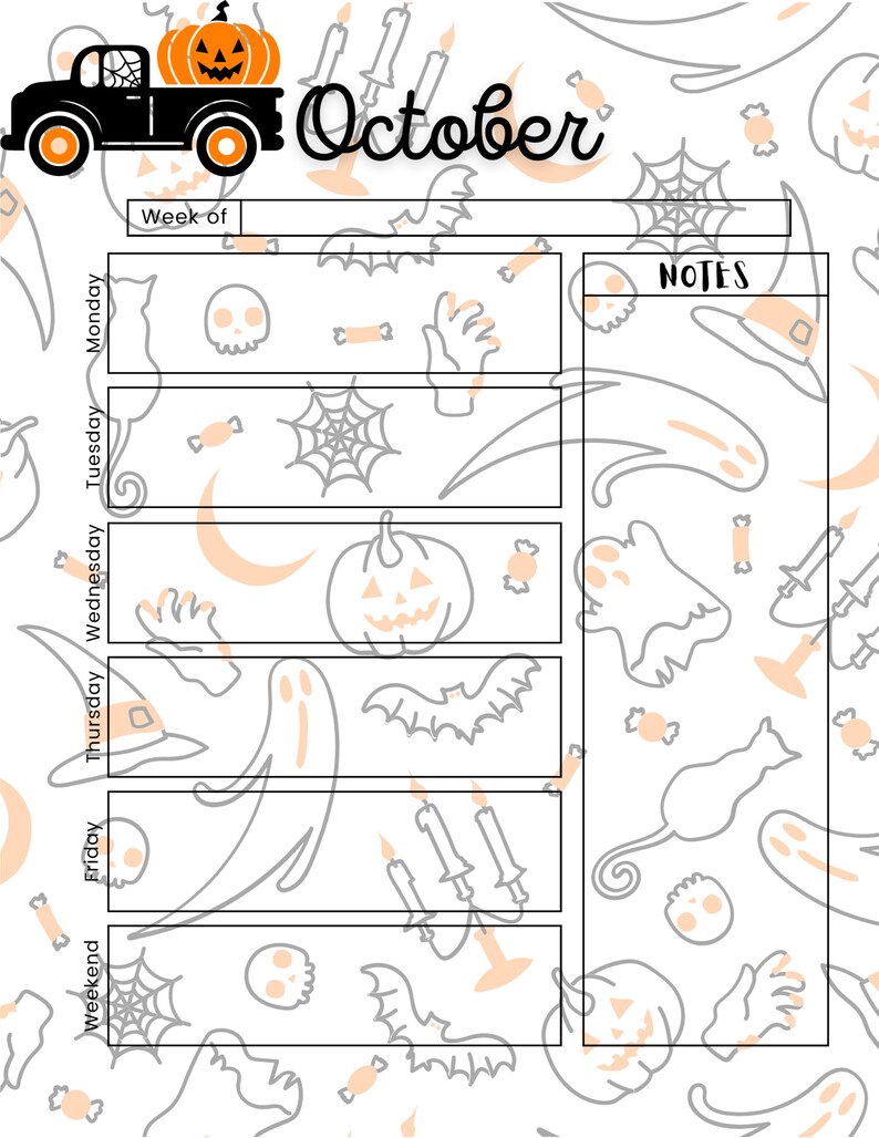 Happy Planner Weekly Agenda Organizer Pages - October - Traditional ...