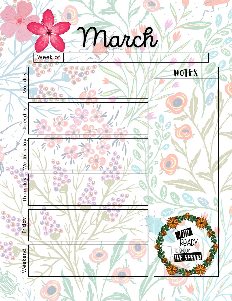 Happy Planner Weekly Agenda Organizer Pages - March - Etsy