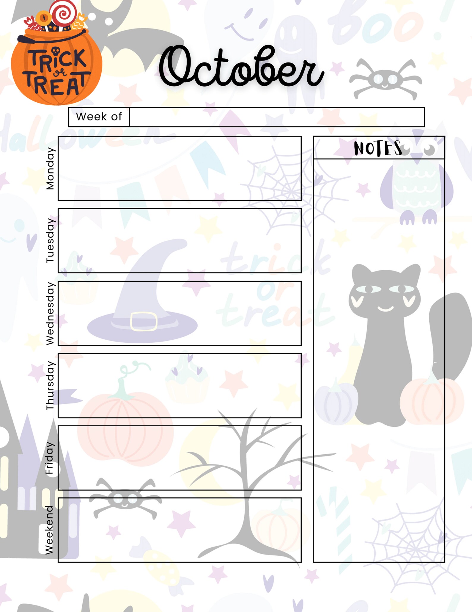 Happy Planner Weekly Agenda Organizer Pages - October - Traditional ...